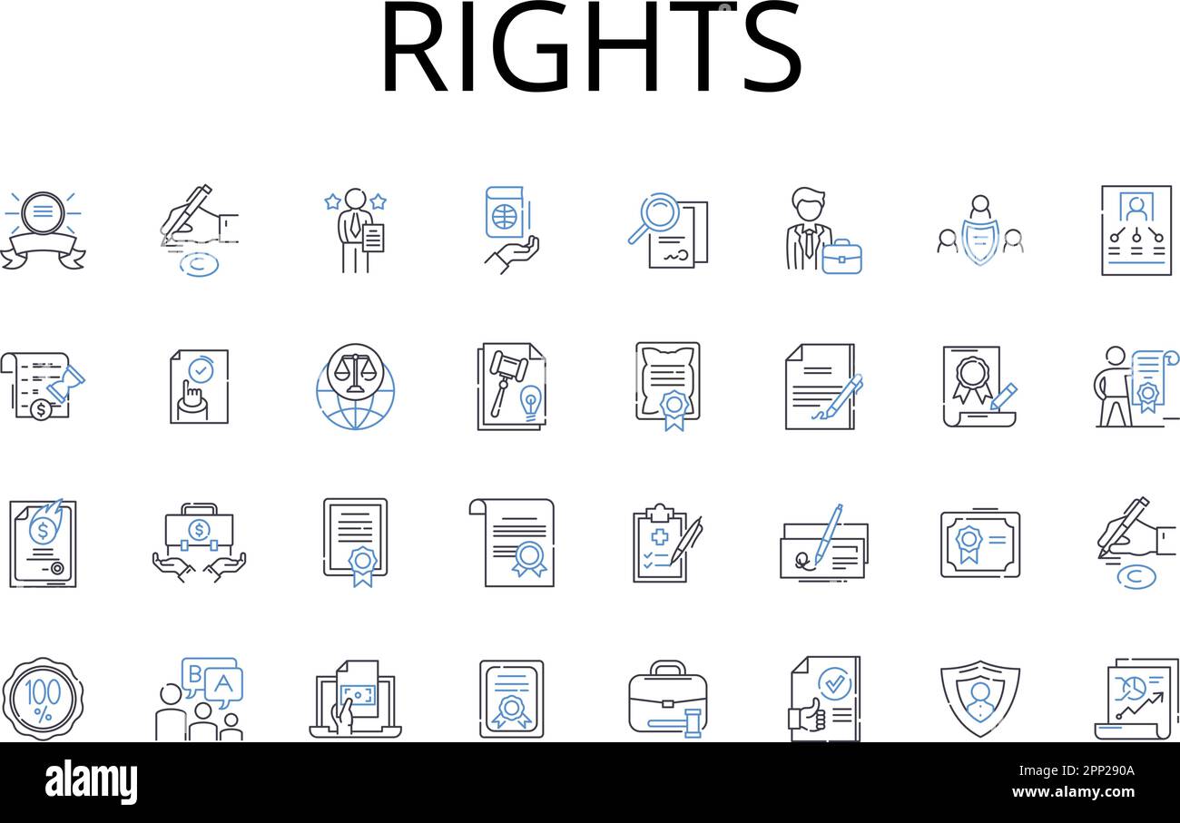Rights outline icons collection. Freedoms, Liberties, Entitlements ...
