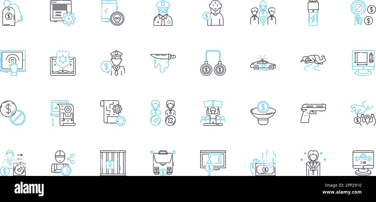 Bribery linear icons set. Corruption, Fraud, Payoff, Graft, Extortion ...