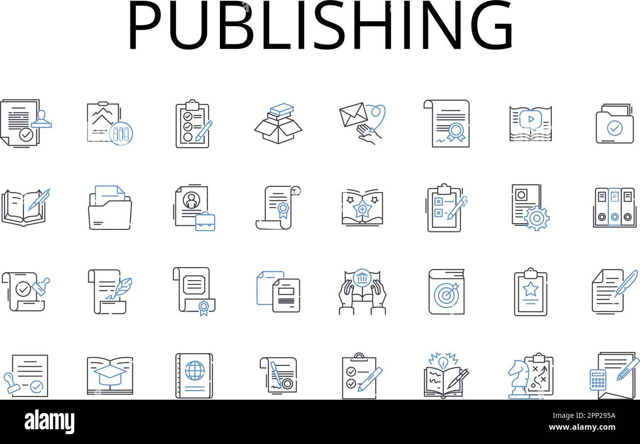 Publishing line icons collection. Printing press, Bookmaking, Magazine ...