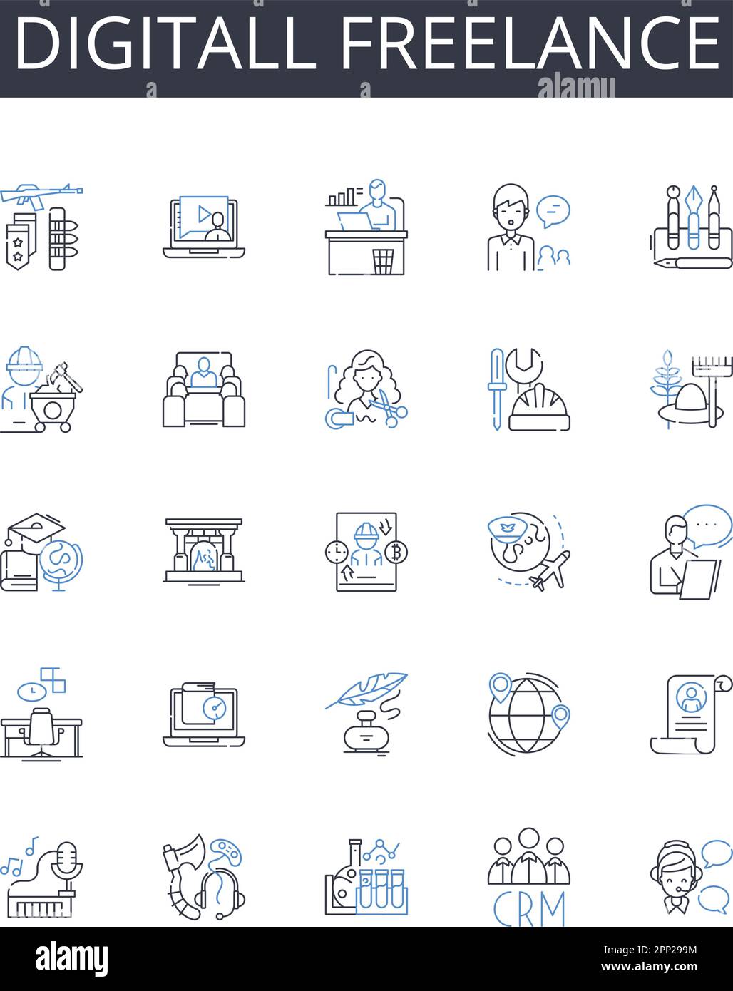 Digitall Freelance line icons collection. Scheduling, Timekeeping ...