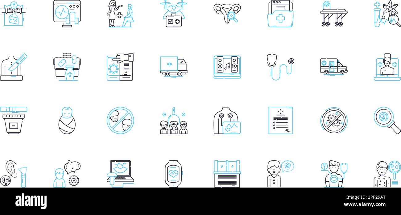 Medical center linear icons set. Clinic, Hospital, Pharmacy, Laboratory ...
