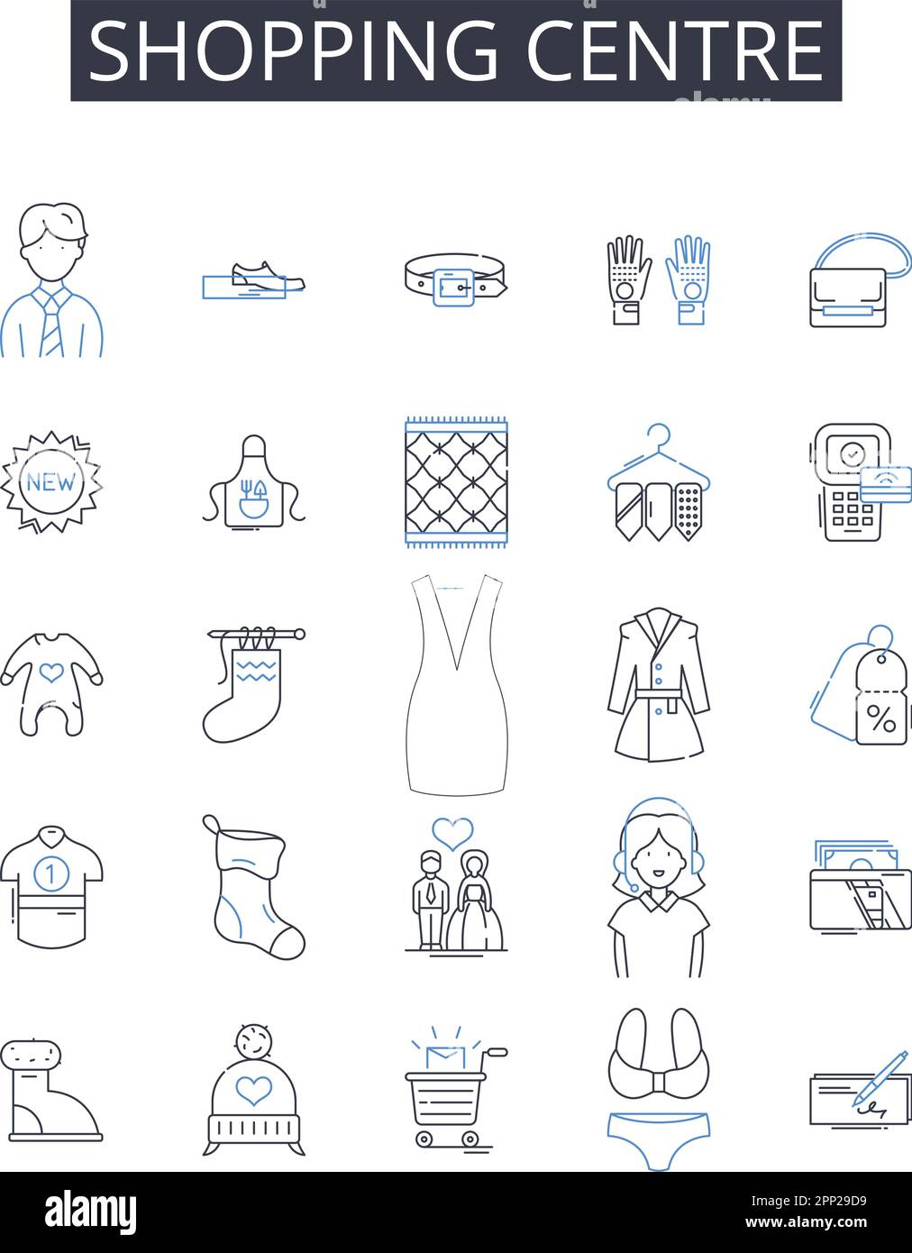 Shopping centre line icons collection. Retail complex, Marketplace ...