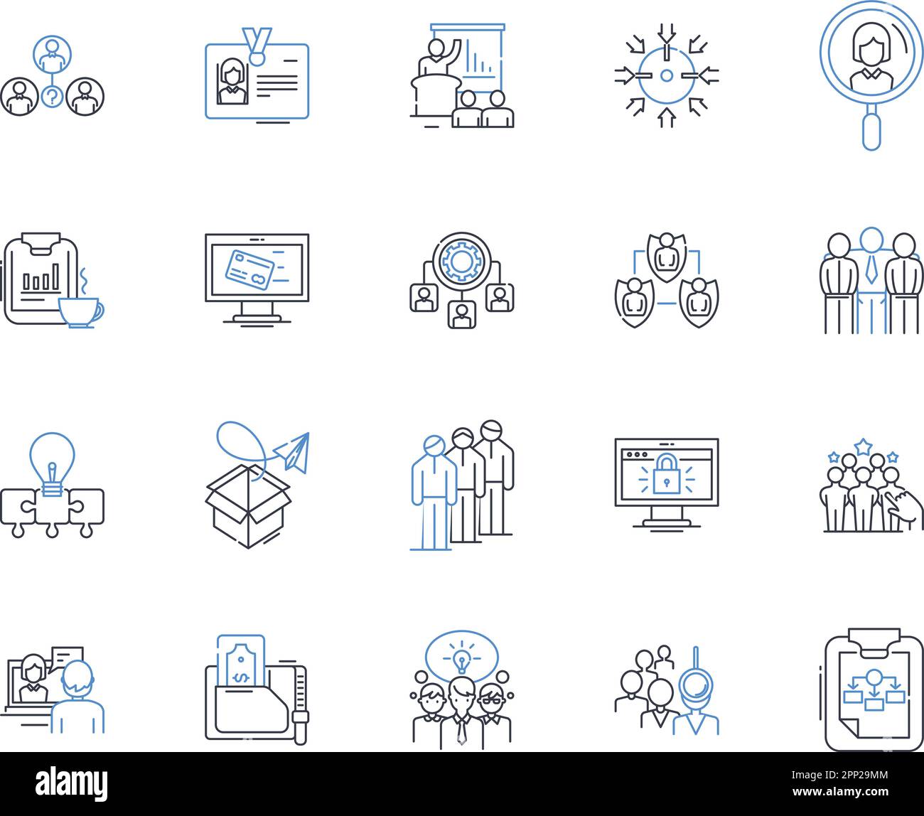 Partnership negotiation line icons collection. Collaboration ...