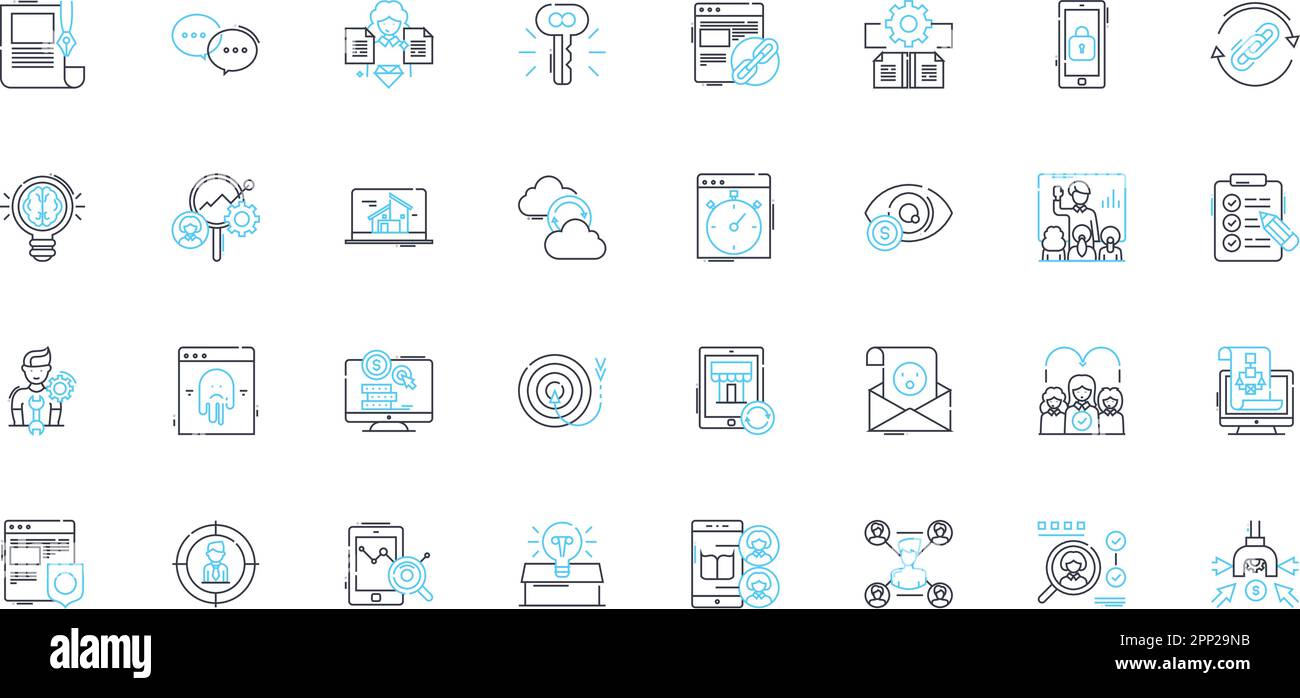 Marketing identity linear icons set. branding, logos, promotion ...