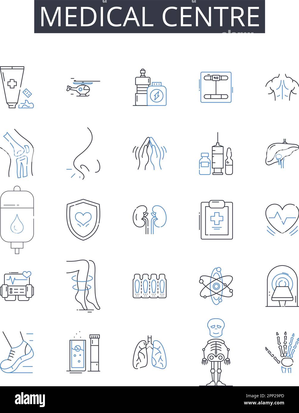 Medical centre line icons collection. Telecommuting, Virtual, Work-at ...