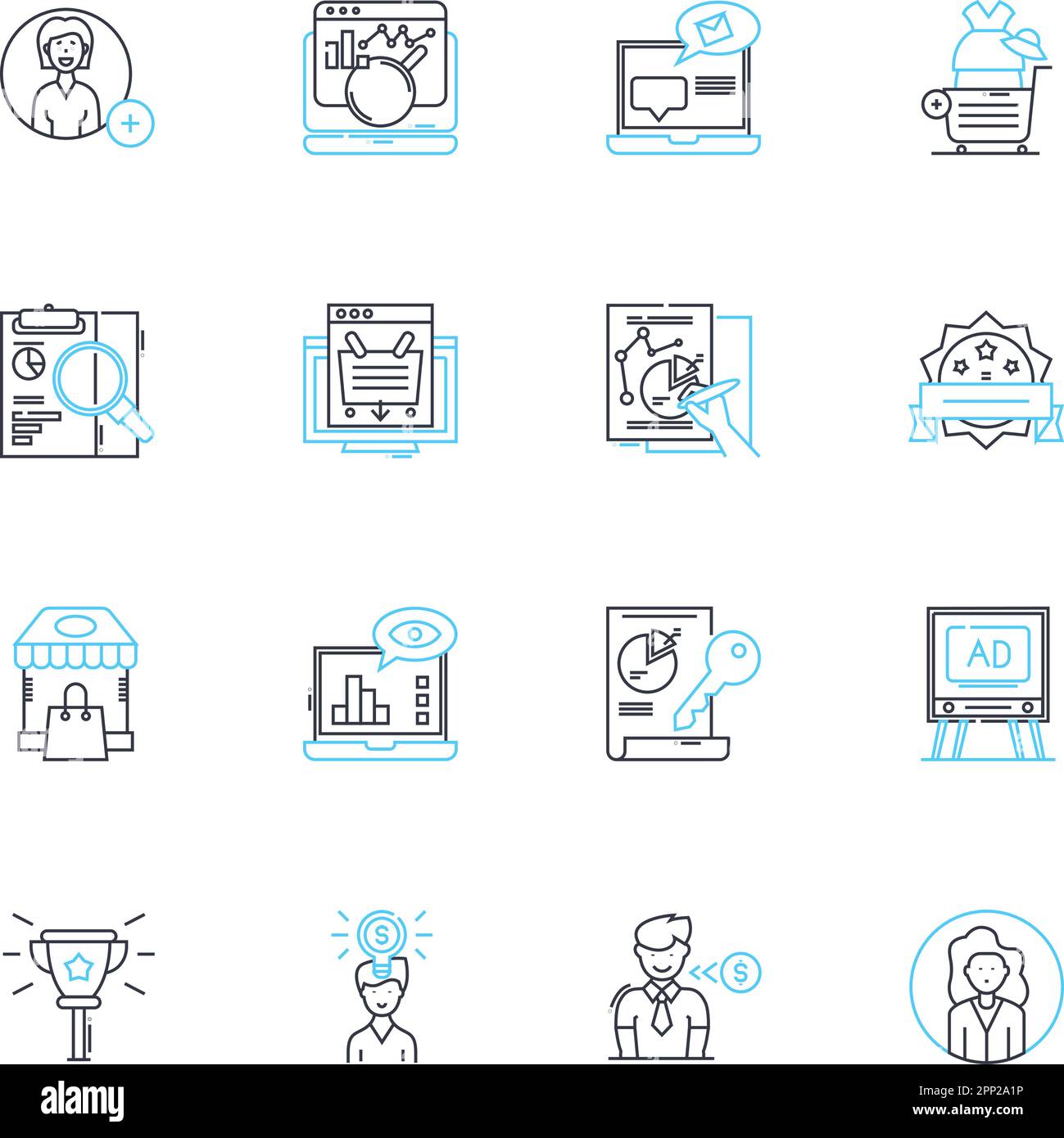 Marketing campaign linear icons set. Strategy, Advertisements ... Marketing campaign linear icons set. Strategy, Advertisements ...