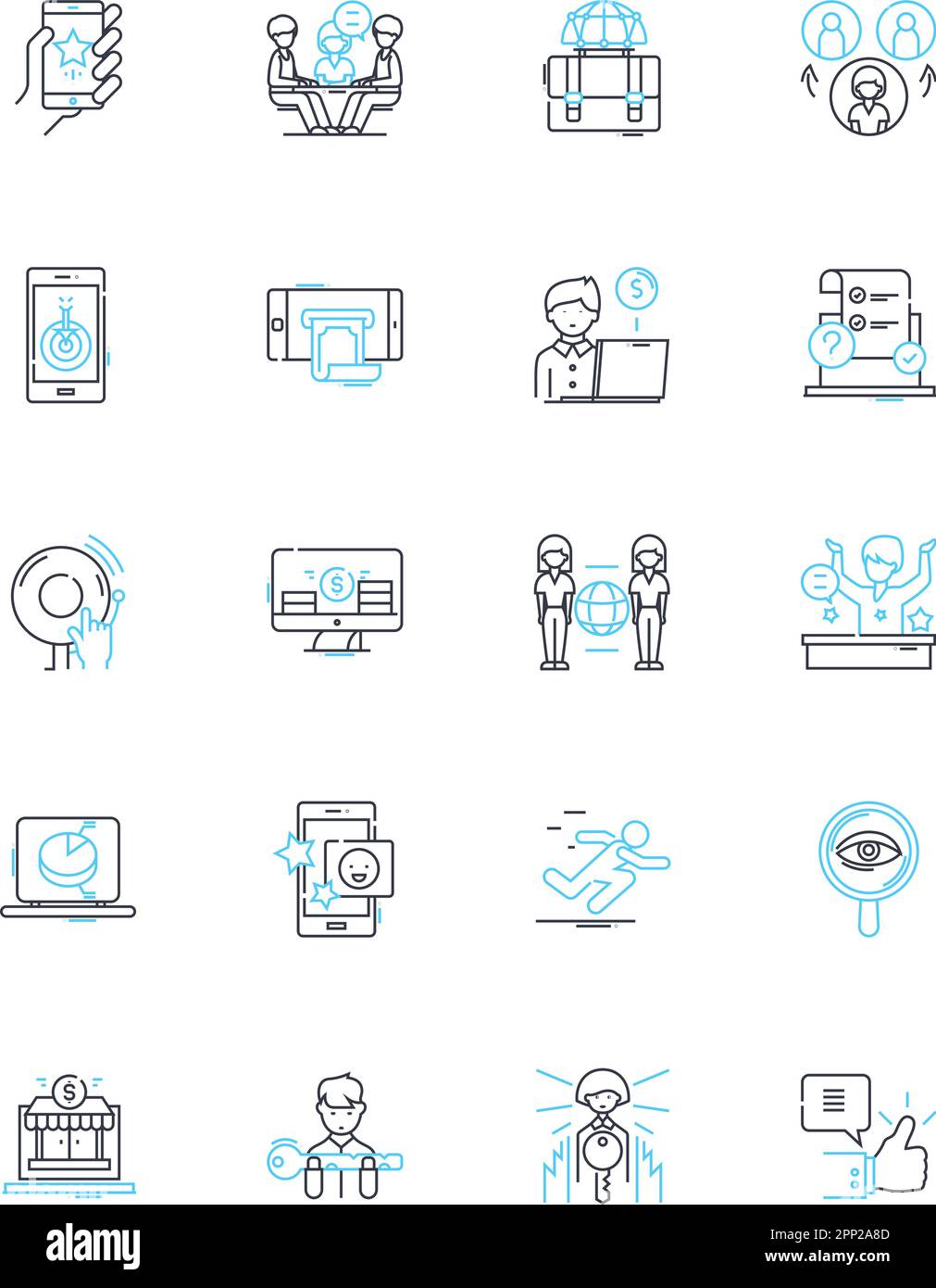 Customer acquisition linear icons set. Prospects, Conversion ...