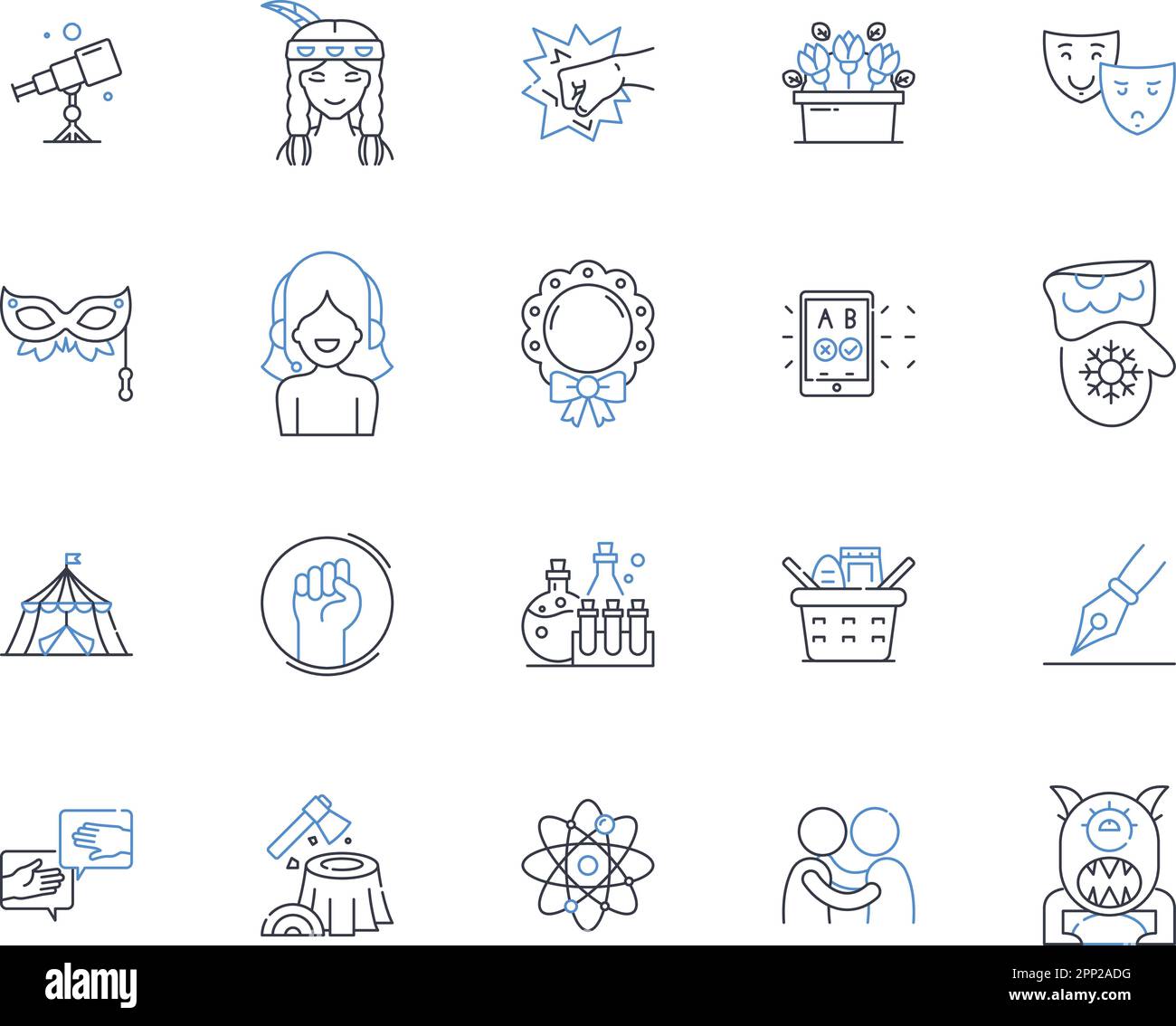 Distraction line icons collection. Interruption, Diversion, Temptation ...