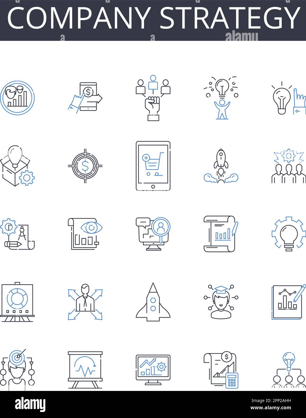 Company strategy line icons collection. Marketing plan, Business model ...