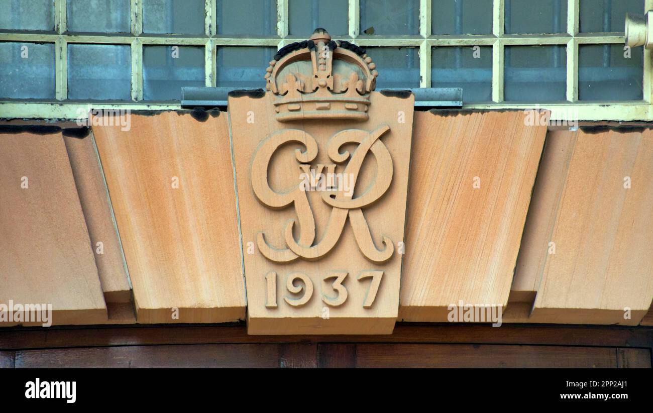 building detail commemorating King George VI Coronation 1937 Stock ...