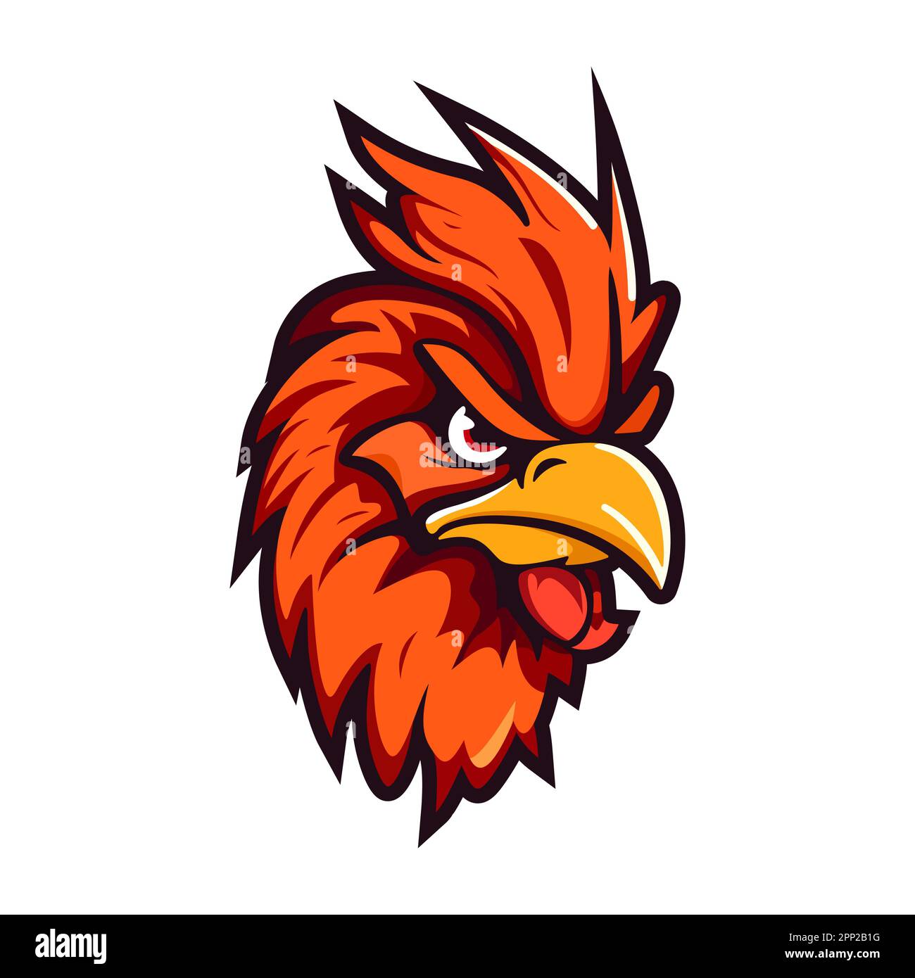 Rooster logo design. Cute rooster head. Image of a rooster in flat ...