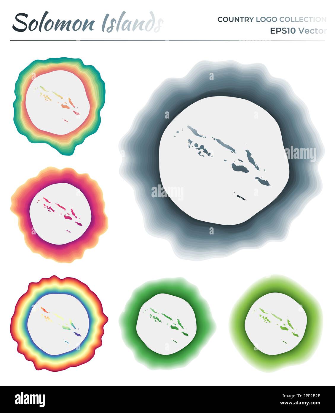 Solomon Islands logo collection. Colorful badge of the country. Layers ...