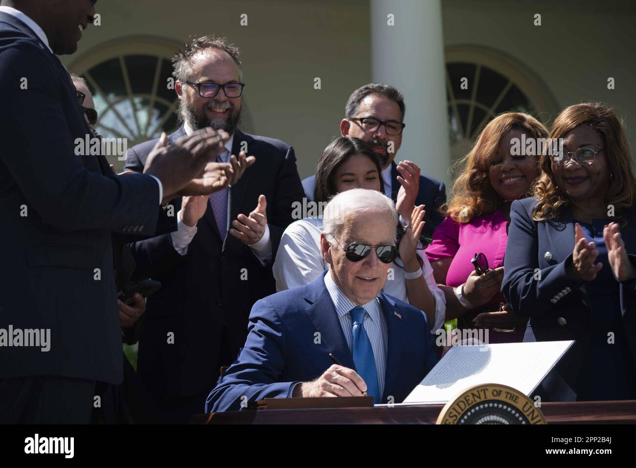 Washington, United States. 21st Apr, 2023. President Joe Bidens signs ...
