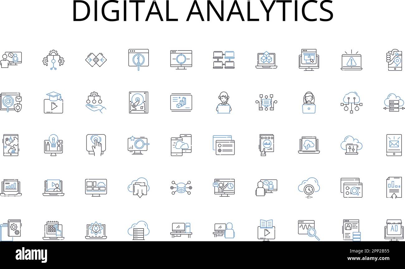 Digital analytics line icons collection. Strategy, Coordination ... Digital analytics line icons collection. Strategy, Coordination ...