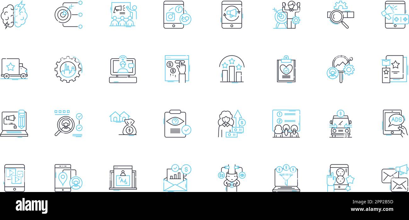 Business strategy linear icons set. Innovation, Planning, Execution ...