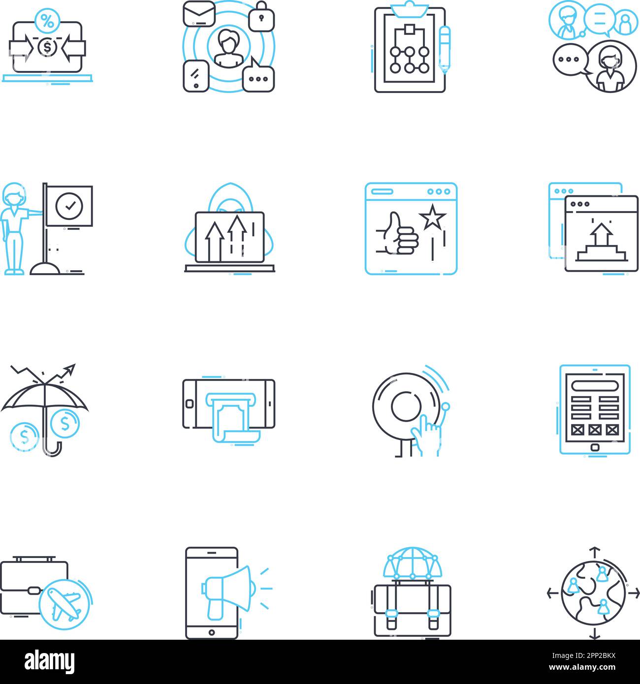 Customer acquisition linear icons set. Prospects, Conversion ...