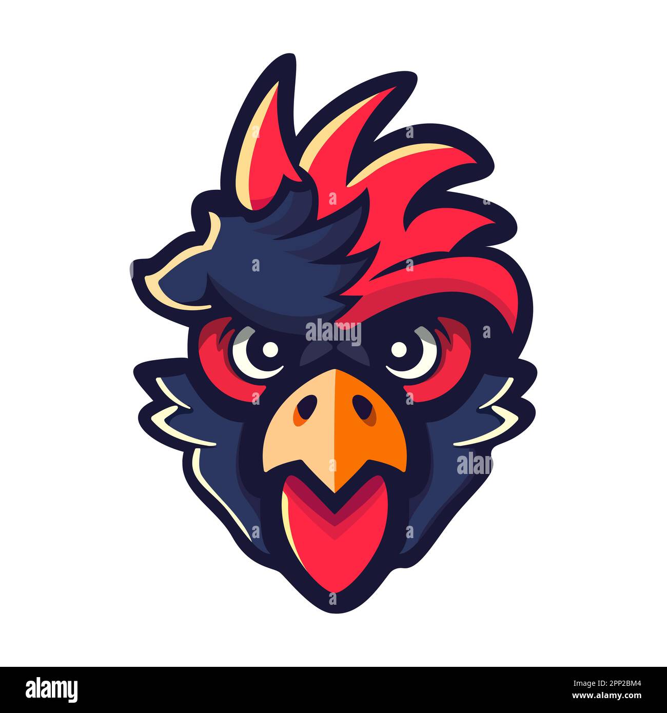 Rooster logo design. Cute rooster head. Image of a rooster in flat ...