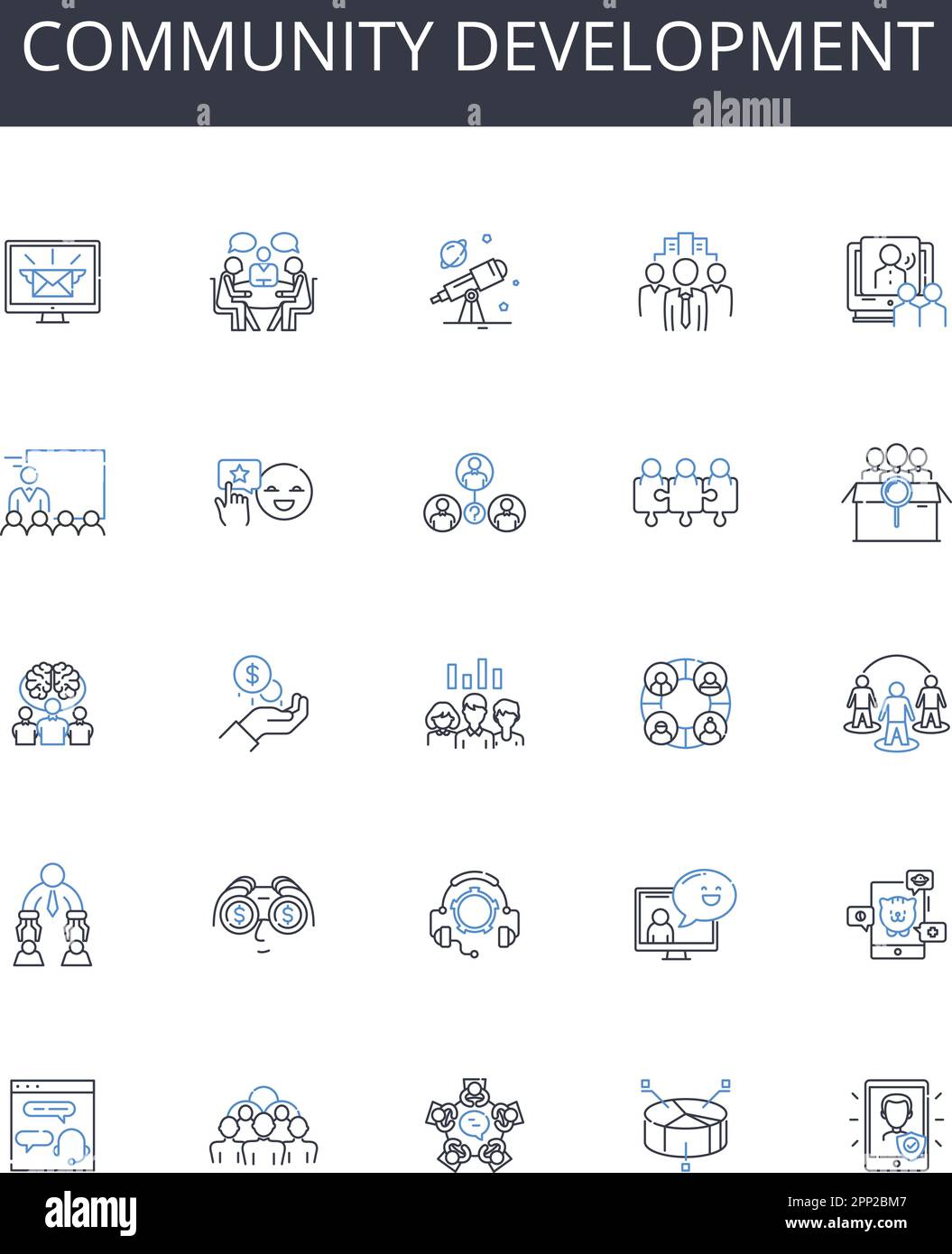 community development line icons collection. Environmental conservation ...