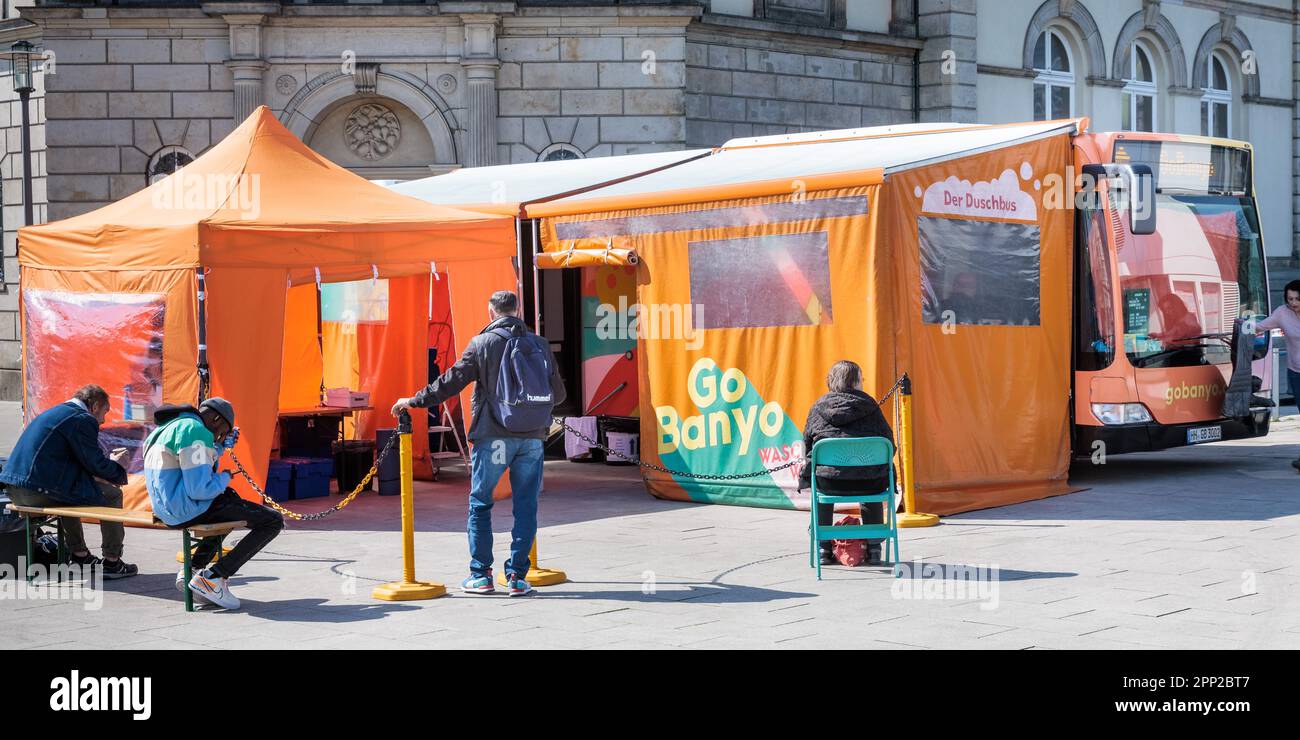 Hamburg, Germany. 21st Apr, 2023. GoBanyo, the mobile shower bus for ...