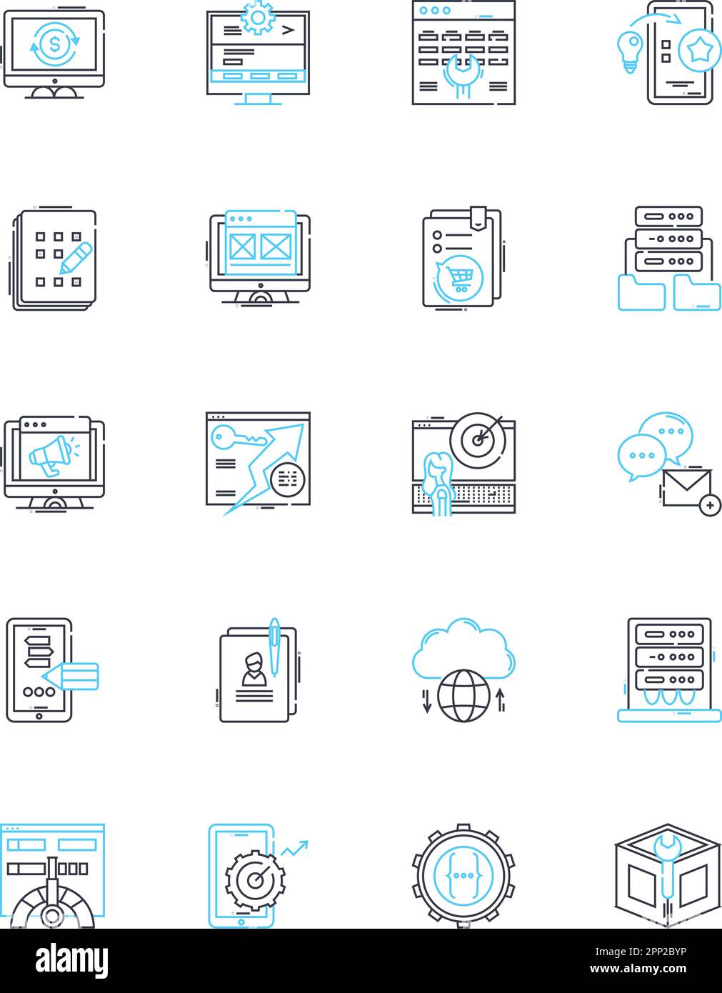 Virtual Reality linear icons set. Immersive, Innovative, Futuristic ...