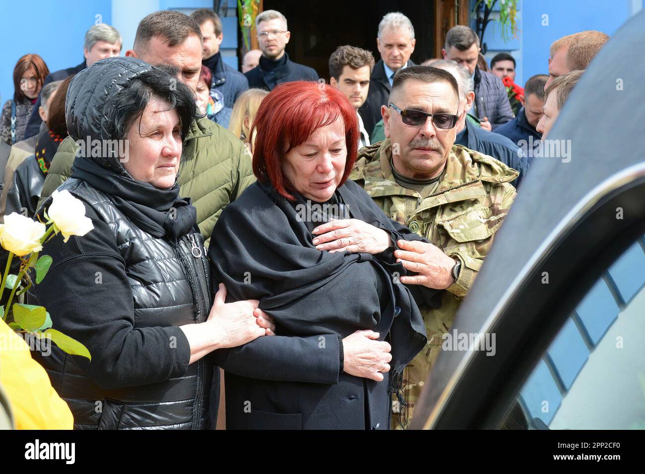 A woman cries during the farewell ceremony for ex-deputy Verkhovna Rada ...
