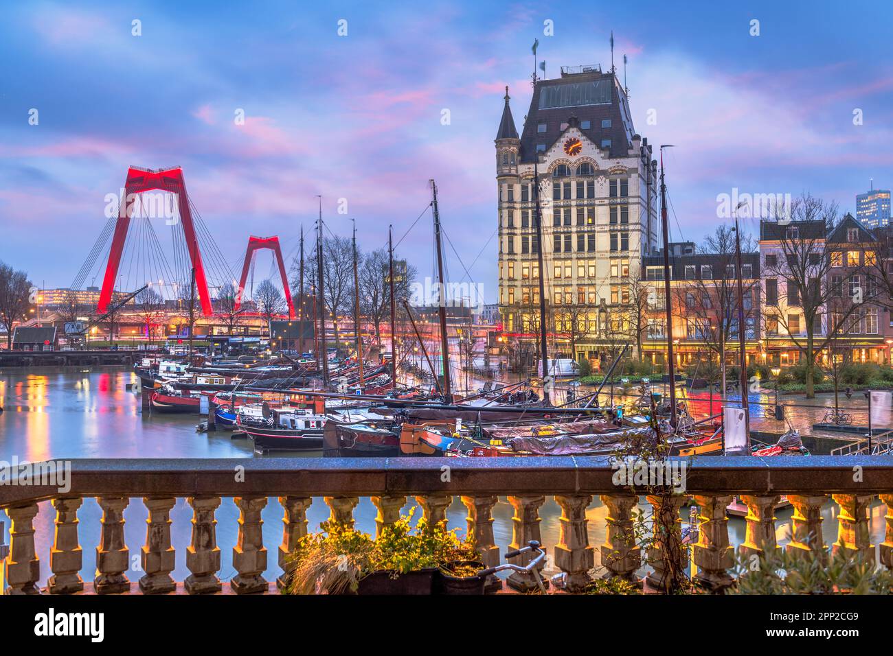 Rotterdam, Netherlands from Oude Haven Old Port at Twilight Stock Photo ...