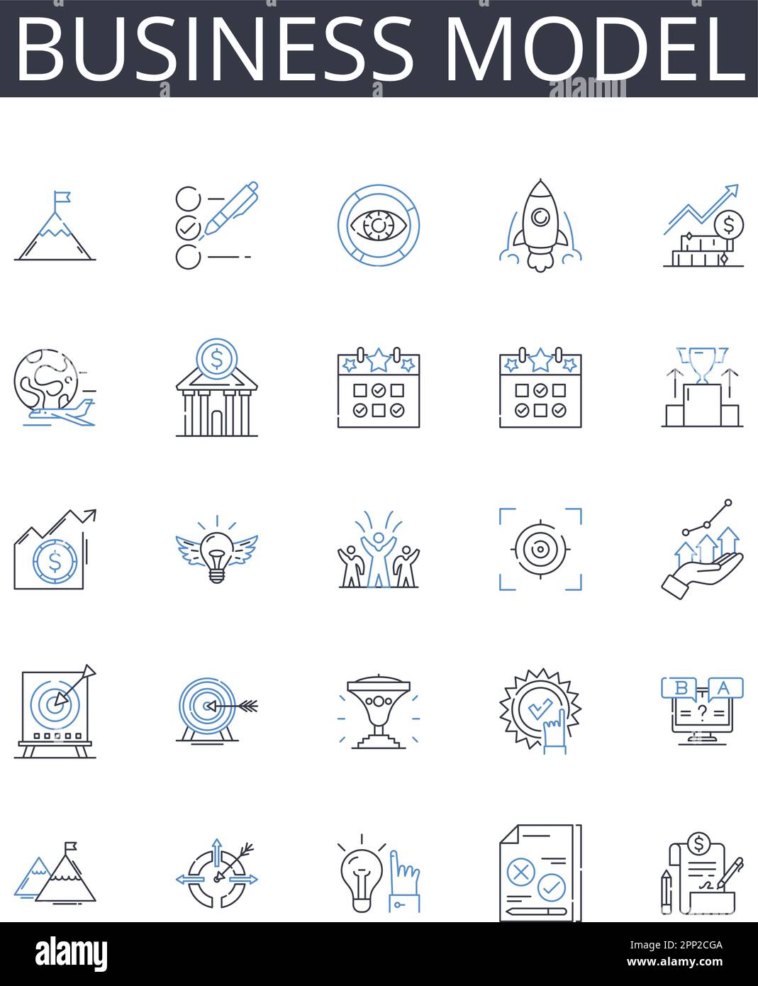 Business Model line icons collection. Sales Strategy, Marketing Plan ...