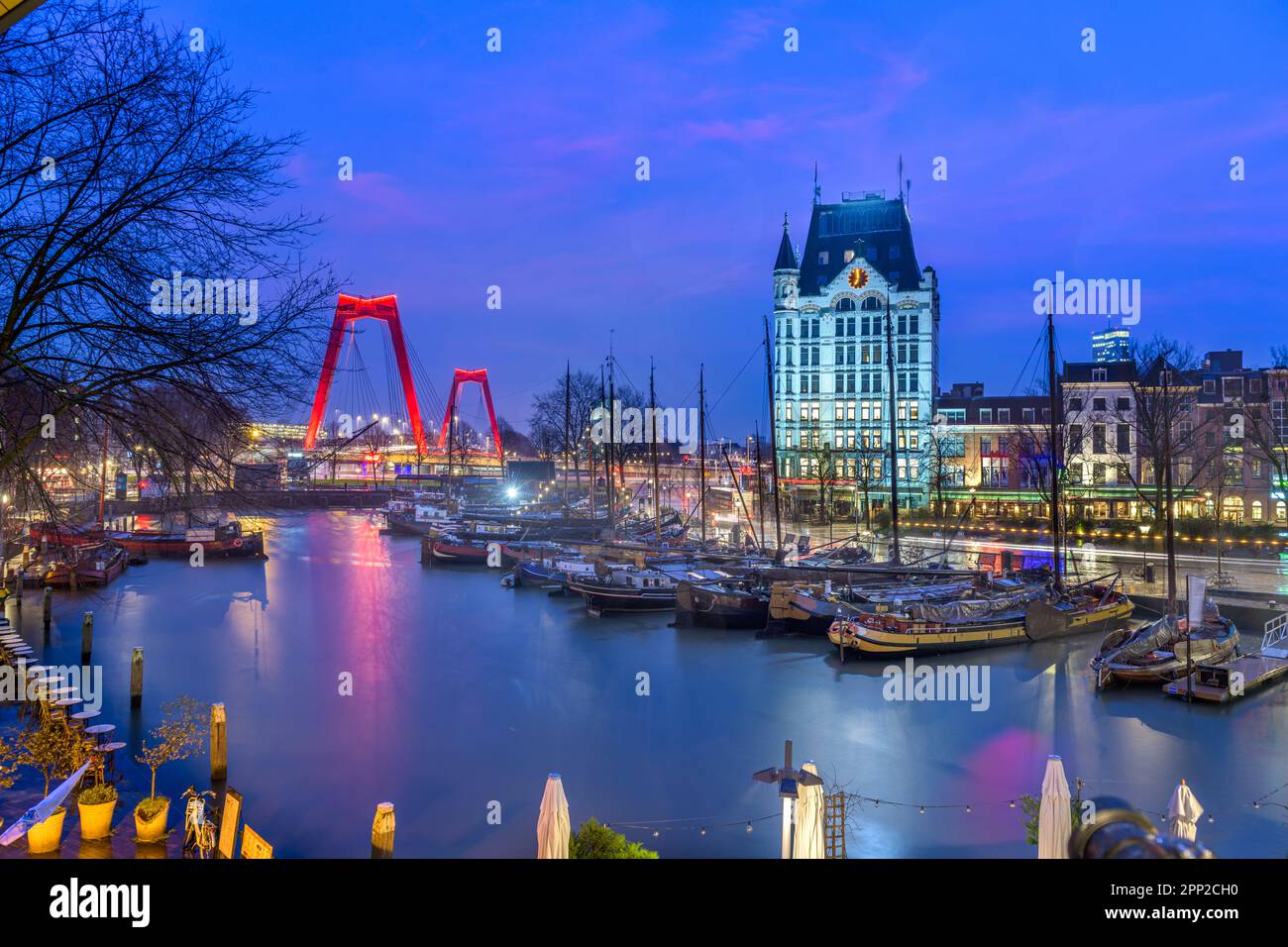 Rotterdam, Netherlands from Oude Haven Old Port at Twilight Stock Photo ...