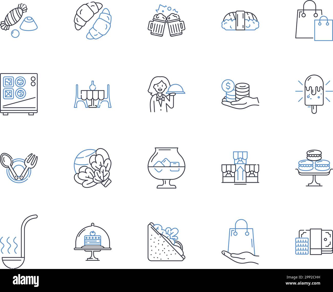 Culinary oversight line icons collection. Inspection, Monitoring ...