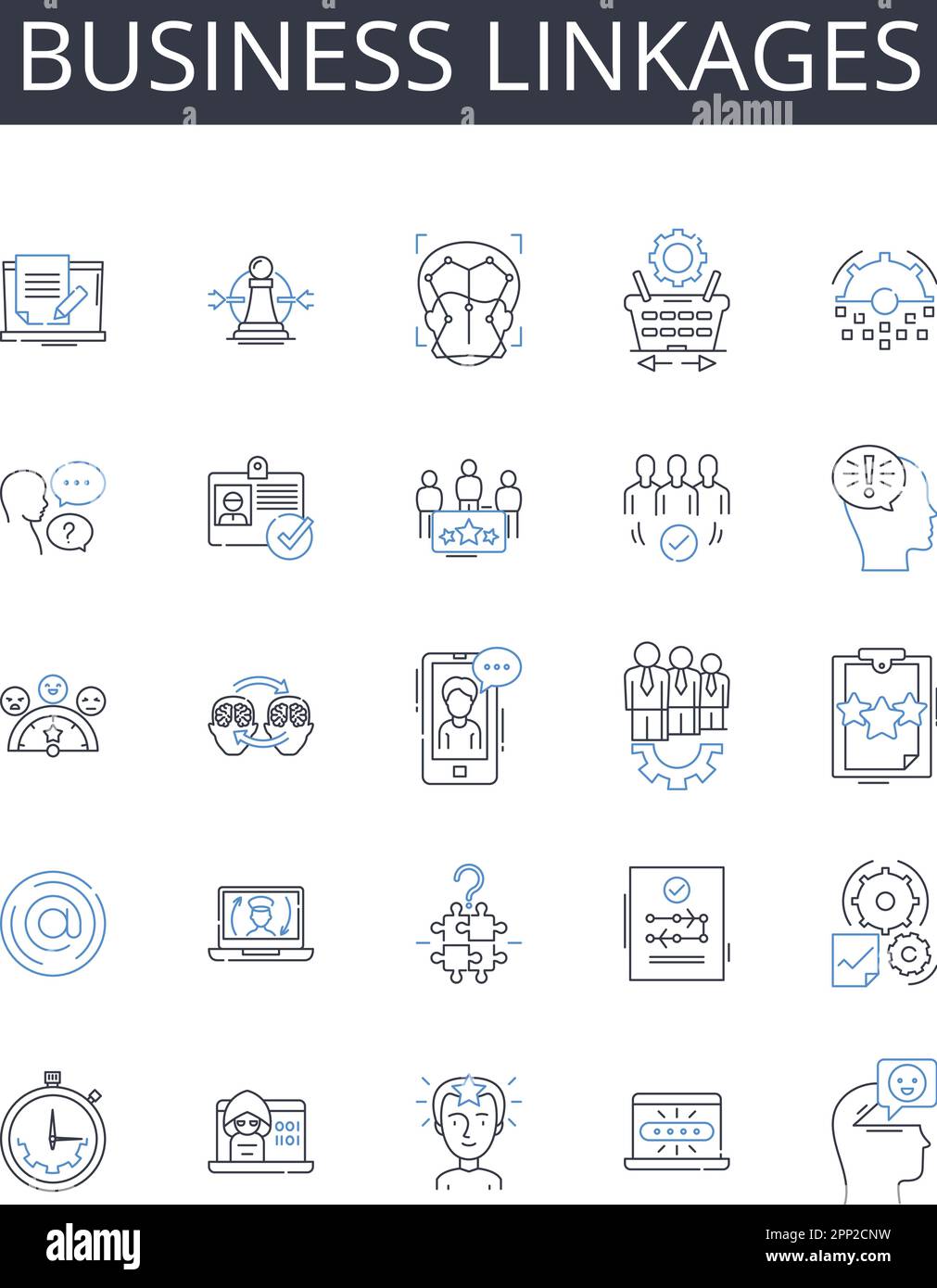 Business linkages line icons collection. Trade connections, Corporate ...