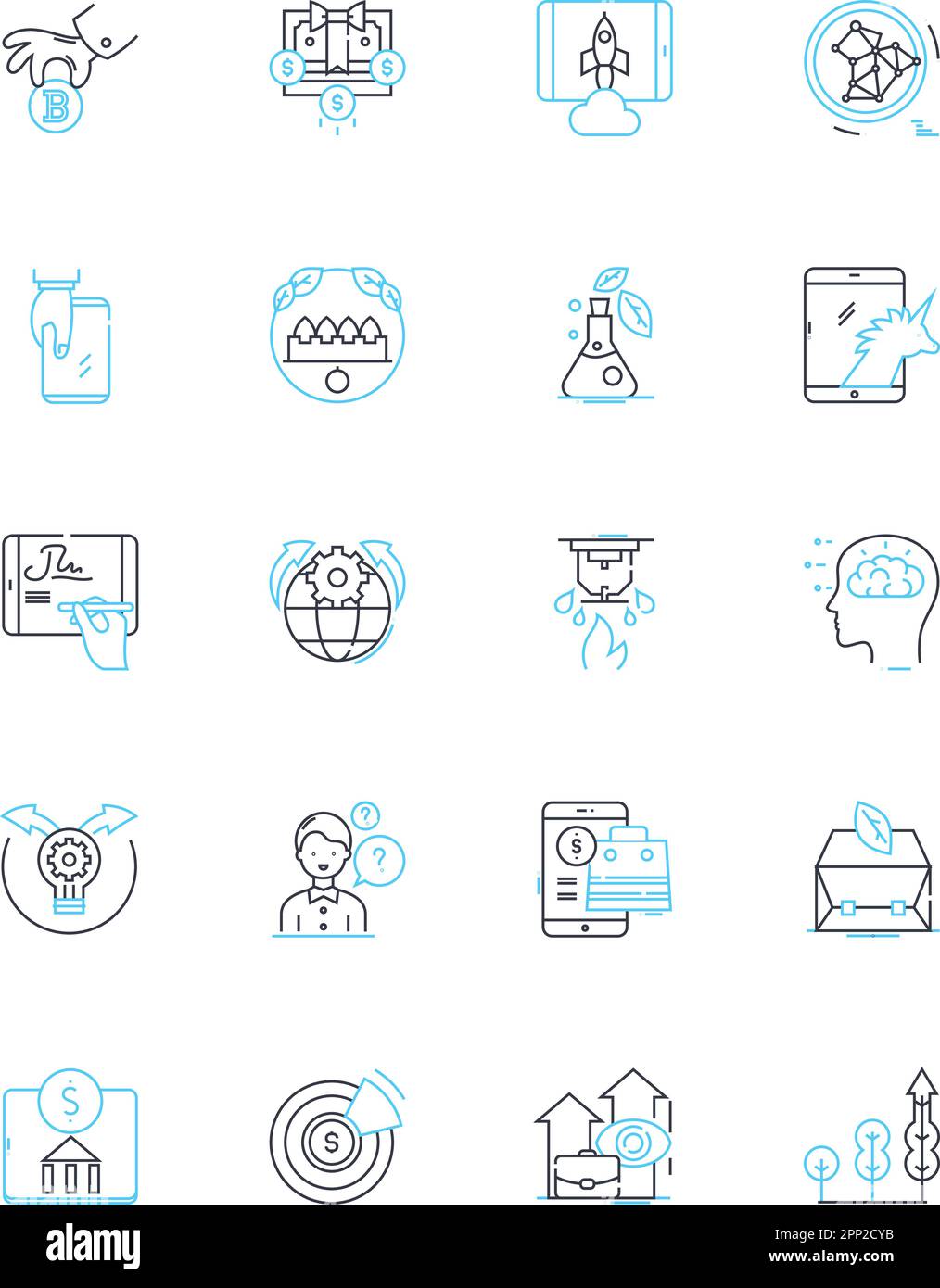 Virtual Nerking Linear Icons Set Engagement Connection Interactivity