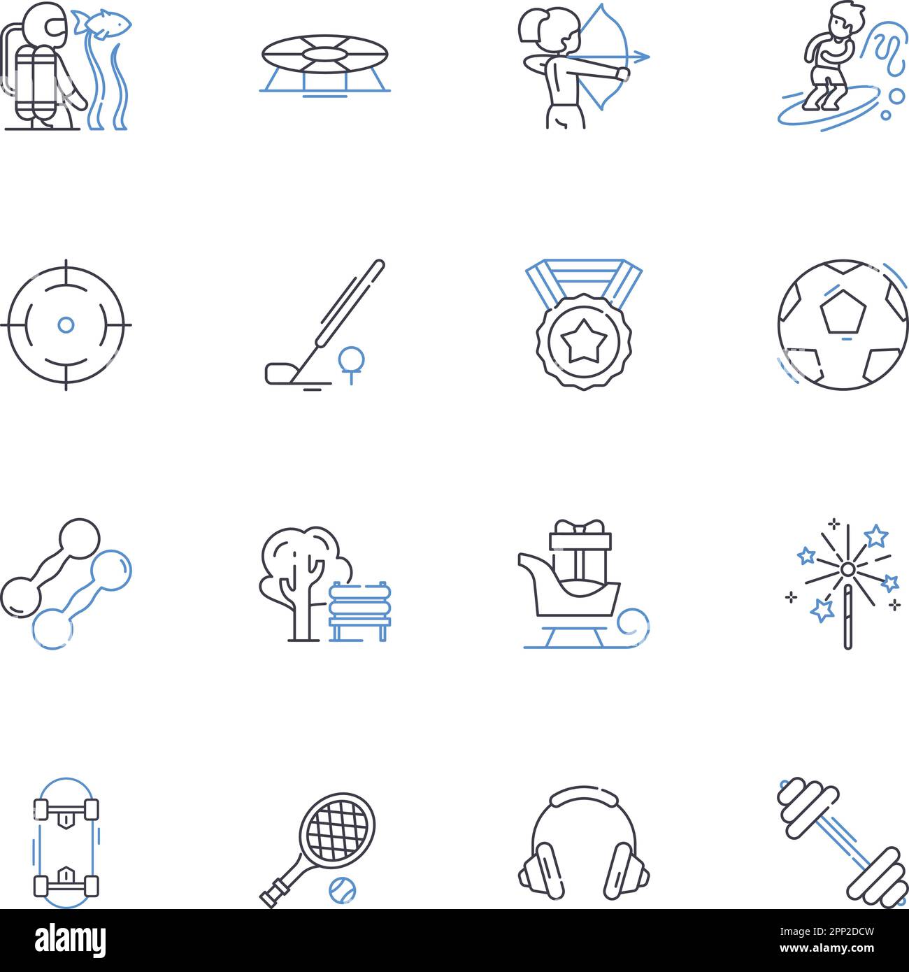 Recreation time and athletic events line icons collection. Leisure ...