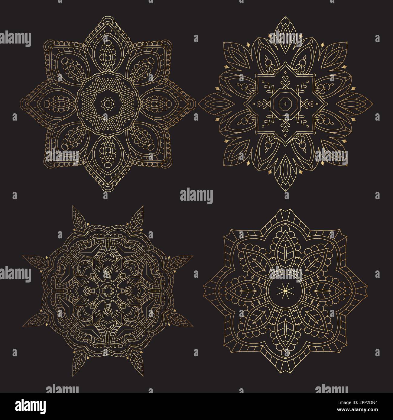 Elegant metallic gold mandala designs collections Stock Vector Image ...
