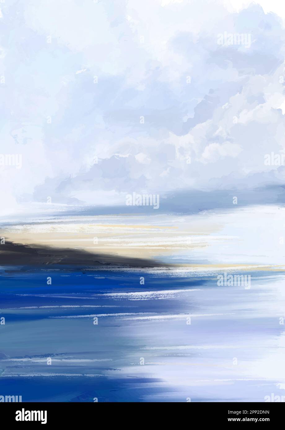 Contemporary wall art with an abstract hand painted beach landscape ...