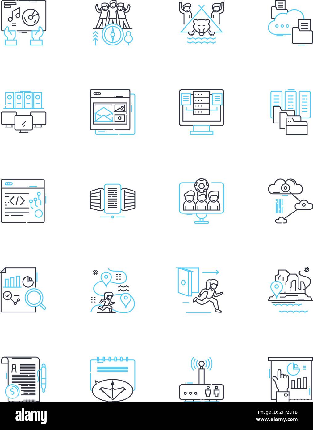 Data Science Linear Icons Set Analytics Big Data Machine Learning Algorithms Predictive