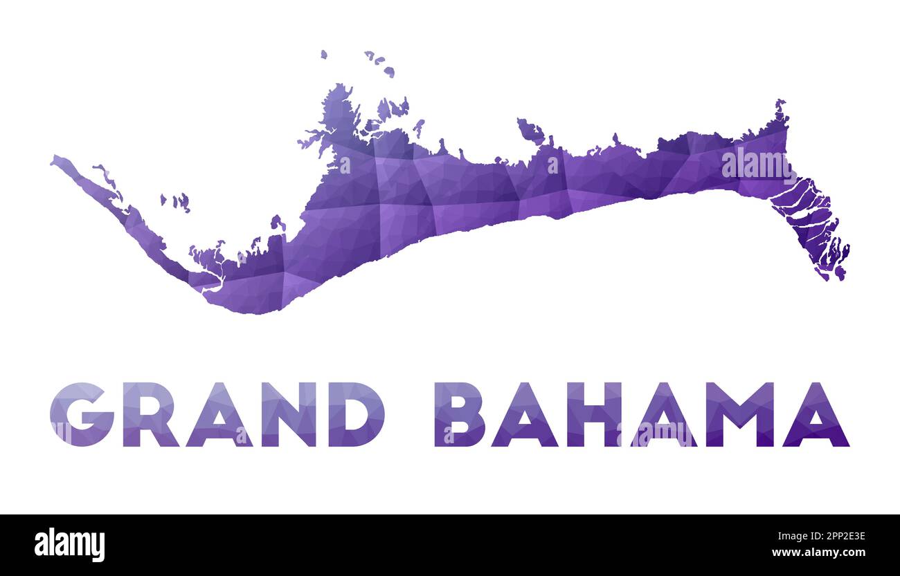Map of Grand Bahama. Low poly illustration of the island. Purple ...