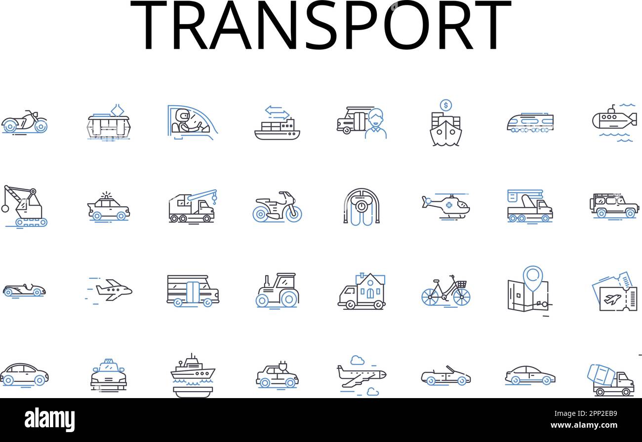 Transport line icons collection. Movement, Carriage, Conveyance ...
