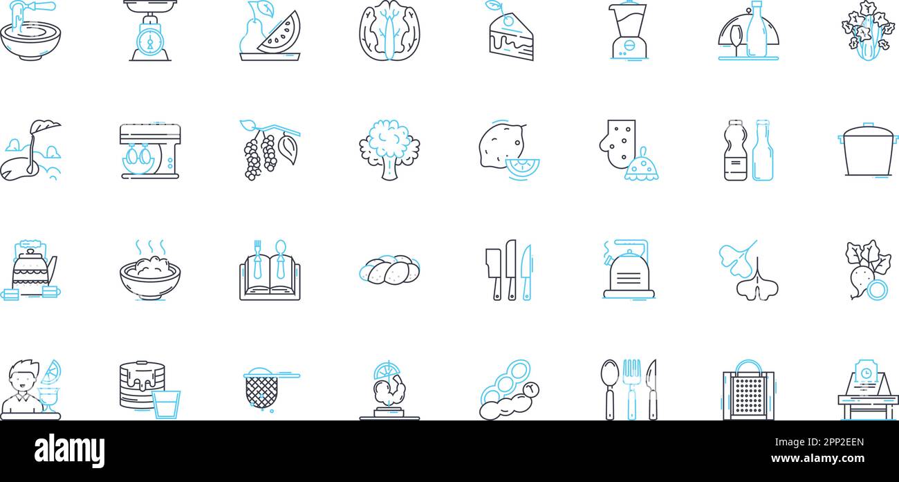 Restaurant industry linear icons set. Cuisine, Menu, Service, Hospitality, Dining, Ambiance ...