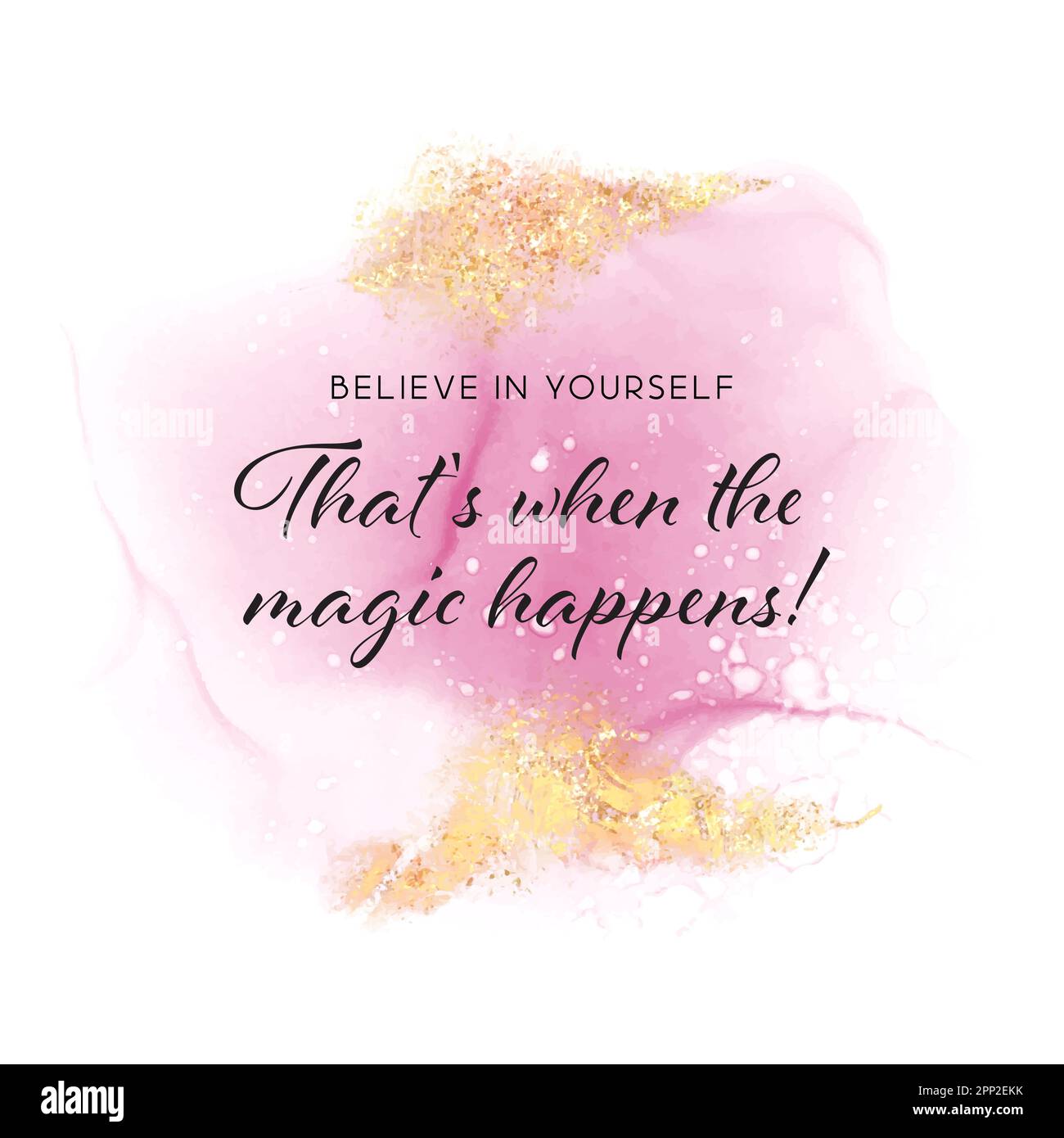 Inspirational quote on a watercolour and gold glitter design Stock ...
