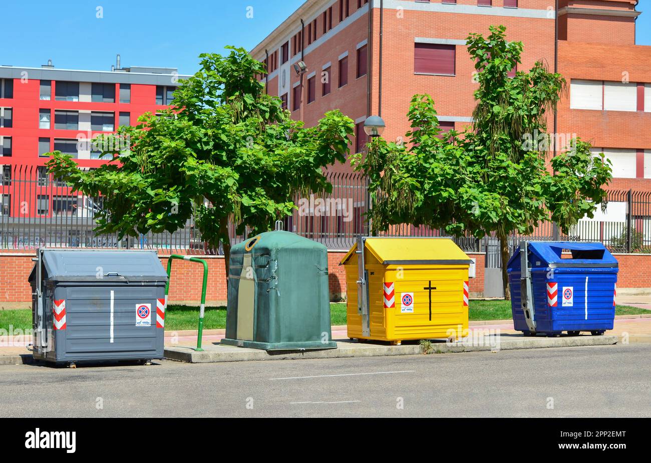 Garbage containers of different colors Stock Photo - Alamy