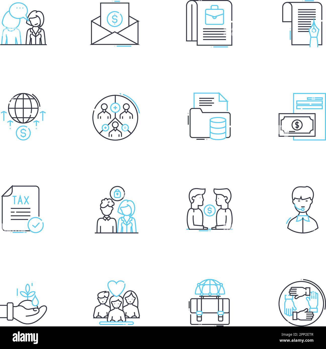 Trading company linear icons set. Importing, Exporting, Distribution ...