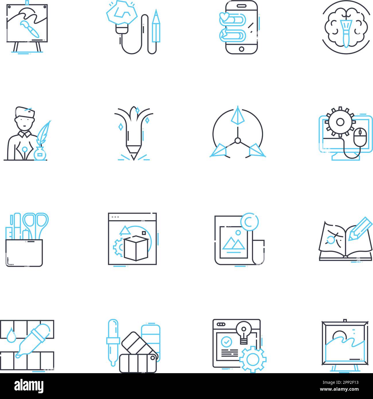 Digital artist linear icons set. Illustration, Animation, Graphics ...