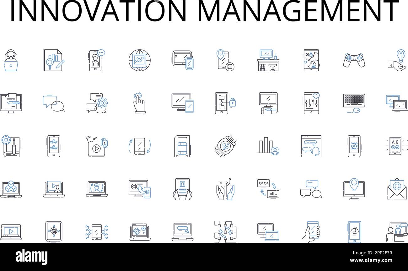 Innovation management line icons collection. Banner, Clicks ...