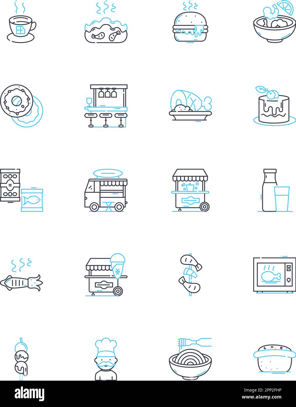 Quick meal linear icons set. Fast, Convenient, Easy, Simple, Nutritious ...