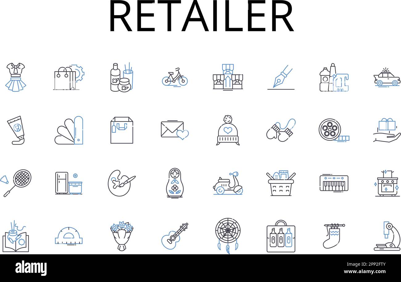 Retailer line icons collection. Shopkeeper, Merchant, Dealer, Vendor ...