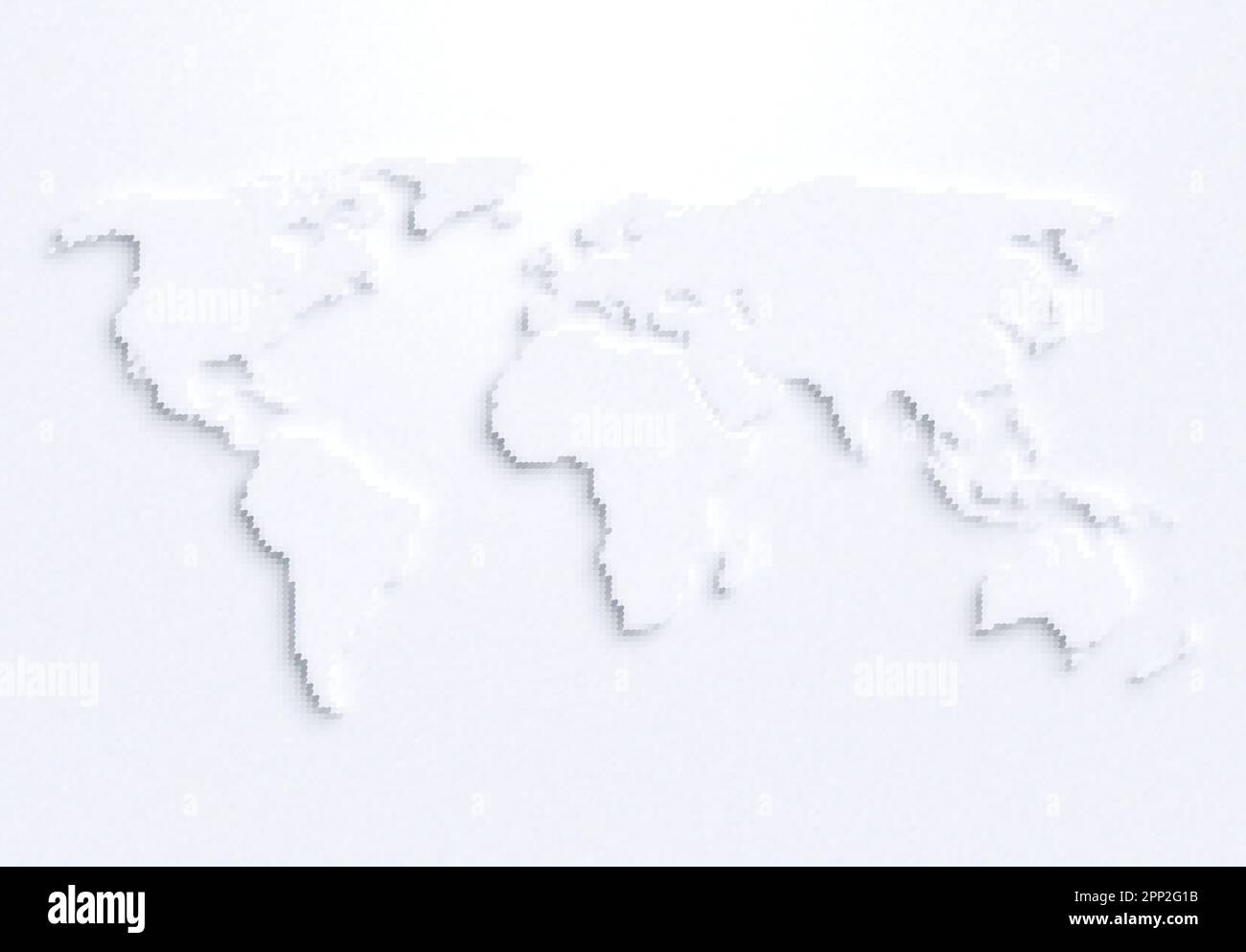 Dotted or pixelated light gray halftone world map. Abstract high ...