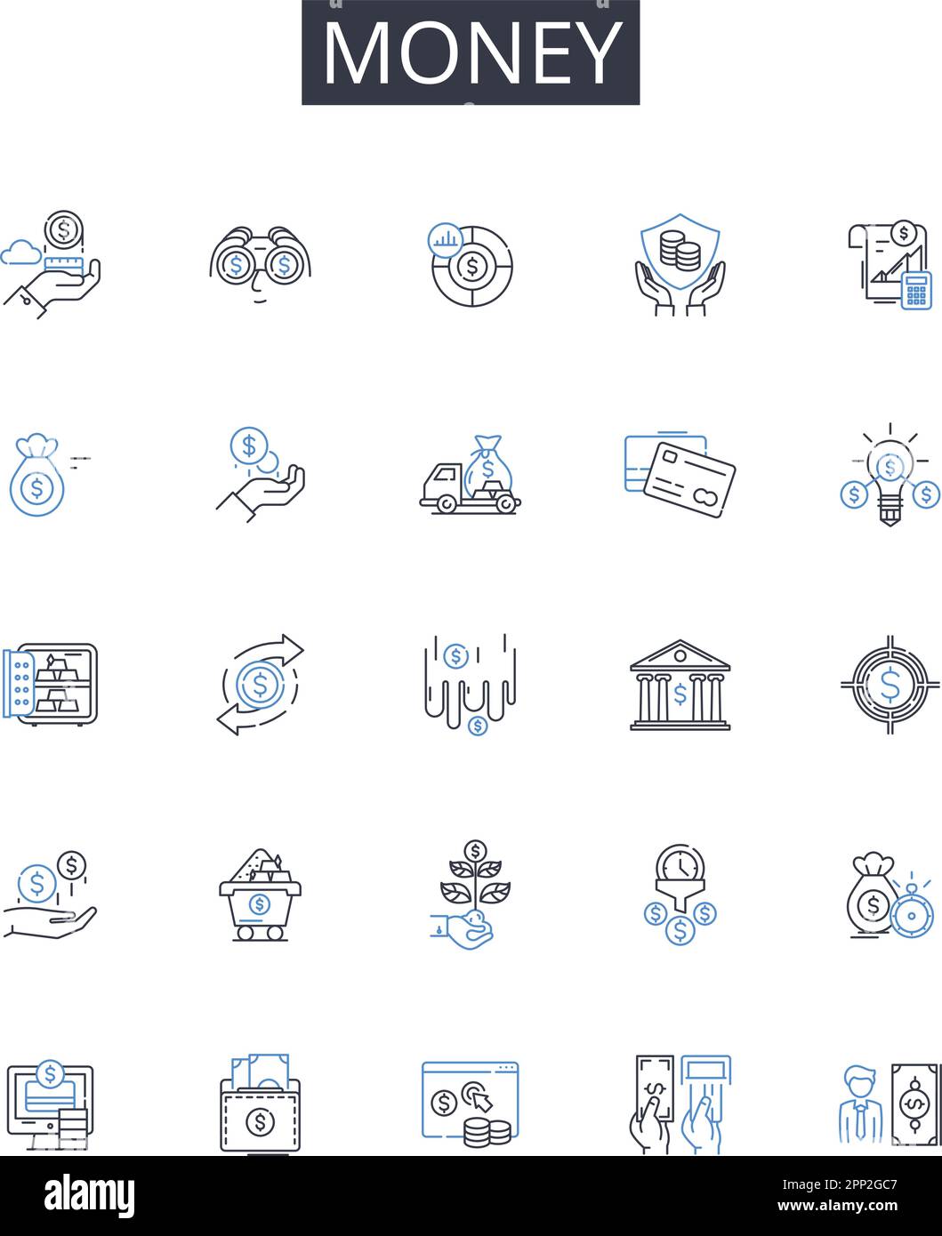 Money line icons collection. Wealth, Currency, Cash, Dough, Bucks ...