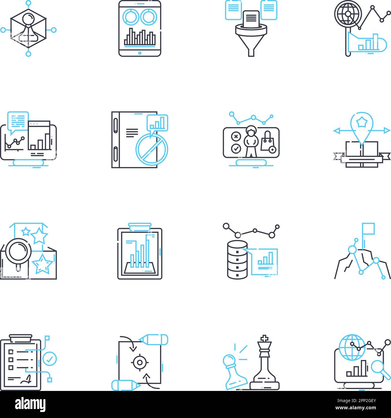 Marketing stream linear icons set. Branding, Advertising, Analytics ...