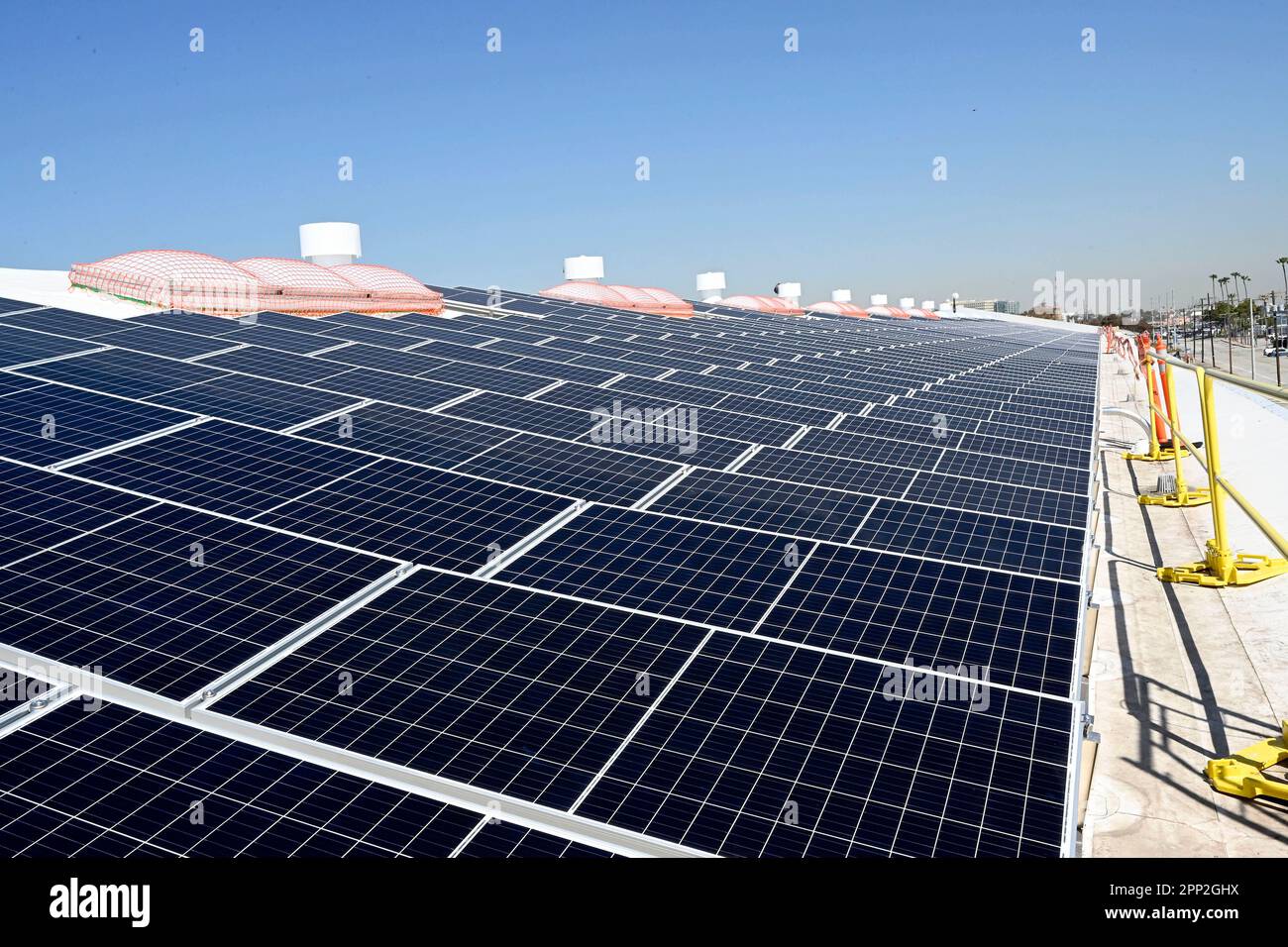 A view of the energized the 4-acre solar rooftop of the AltaSea ...