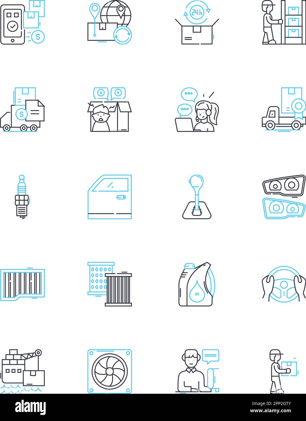 Automobiles linear icons set. Speed , Power , Luxury , Comfort ...